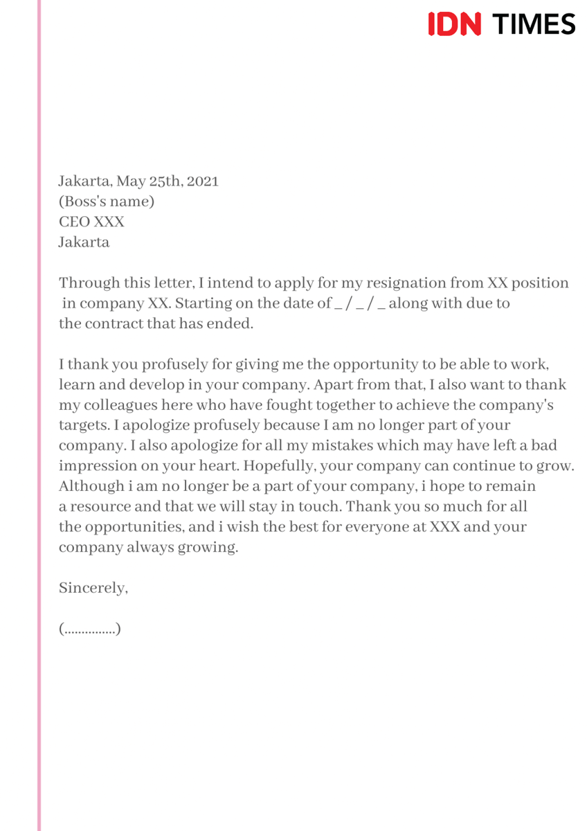 12 Contoh Surat Resign Kerja yang Baik dan Profesional | IDN Times