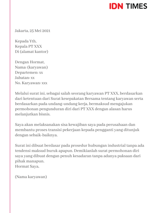 12 Contoh Surat Resign Kerja yang Baik dan Profesional | IDN Times