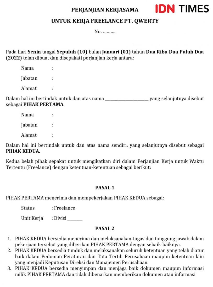 10 Contoh Surat Perjanjian Kerjasama yang Benar, Simak yuk! | IDN Times