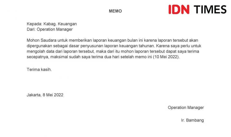 7 Contoh Memo Resmi dan Tidak Resmi, Begini Cara Membuatnya | IDN Times