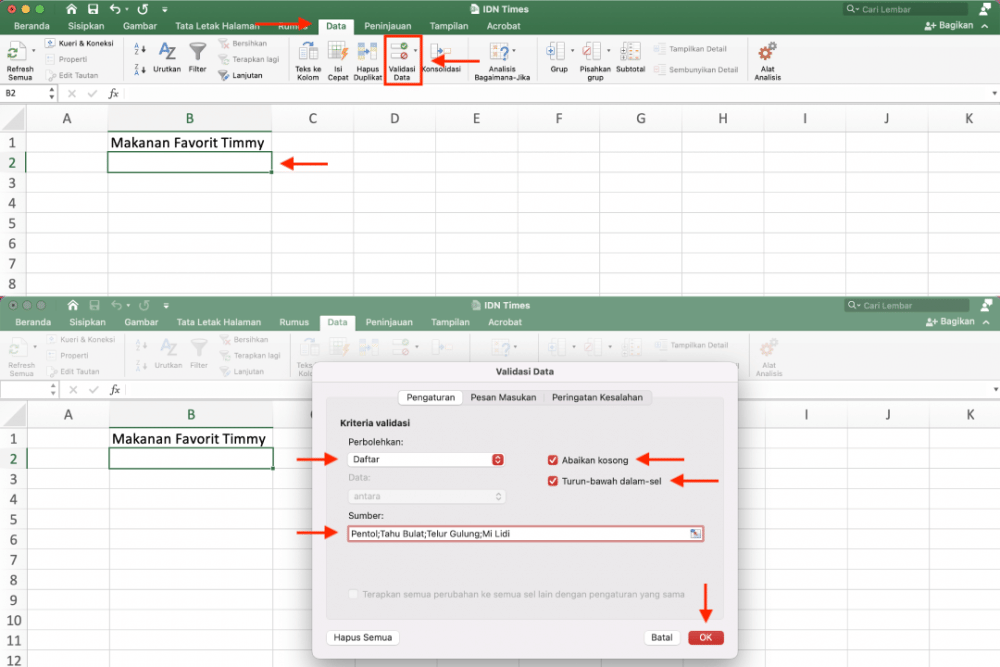 2 Cara Membuat Drop Down List di Excel, Bisa Diedit Juga | IDN Times