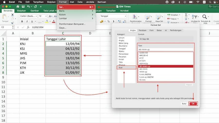 3 Cara Mengubah Format Tanggal di Excel, Pakai Template | IDN Times