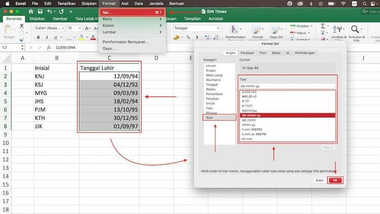 3 Cara Mengubah Format Tanggal di Excel, Pakai Template | IDN Times