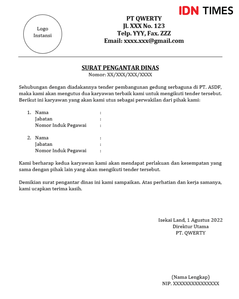 10 Contoh Surat Pengantar Beserta Formatnya, Simak yuk! | IDN Times