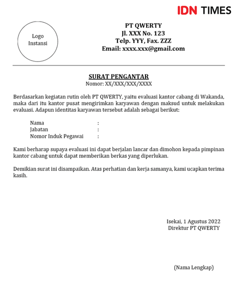 10 Contoh Surat Pengantar Beserta Formatnya, Simak yuk! | IDN Times