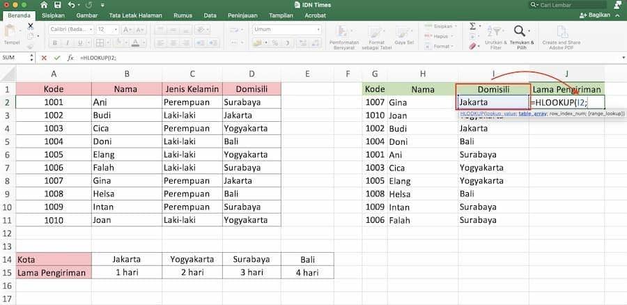Rumus VLOOKUP HLOOKUP Excel: Contoh dan Cara Menggunakan | IDN Times