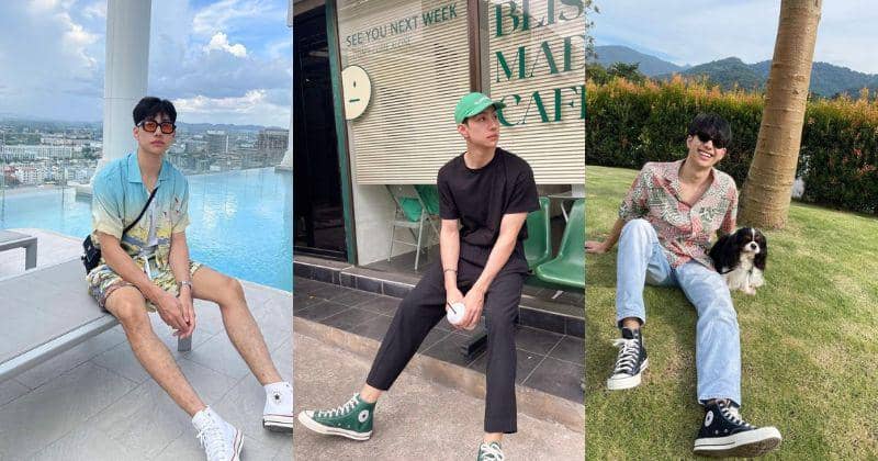 10 Inspirasi OOTD Pakai High Top Sneakers ala Mond Tanuchai | IDN Times