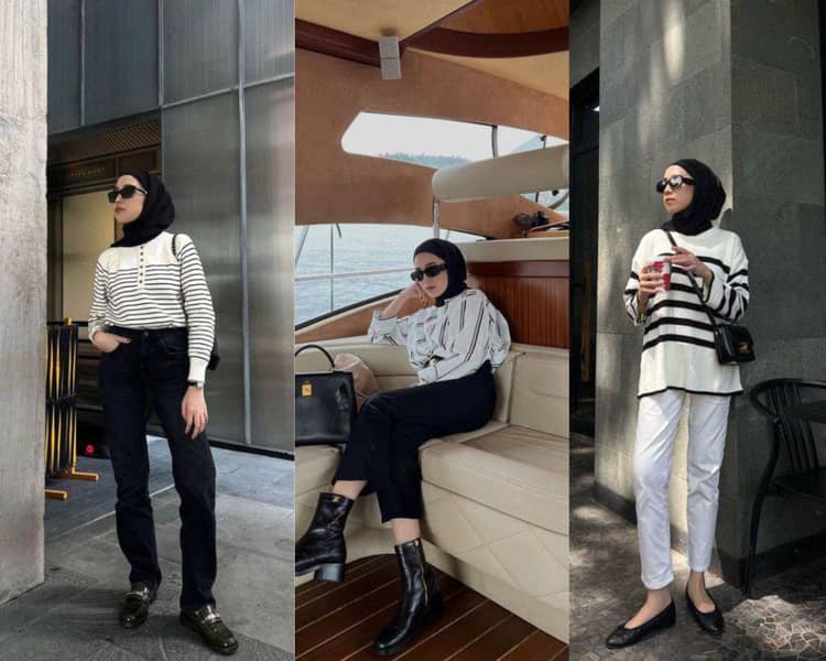 11 Inspirasi OOTD Hijab Nuansa Monokrom ala Amelia Elle | IDN Times