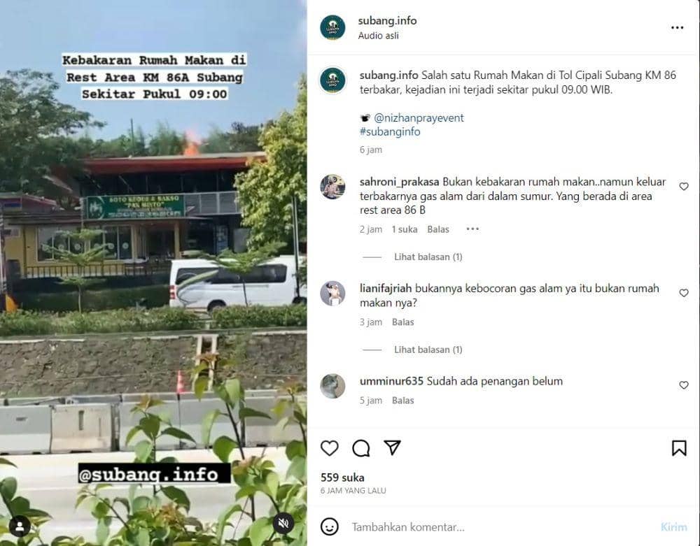 Semburan Api di Rest Area Cipali Bukan dari Pipa Pertamina | IDN Times