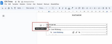 Cara Membuat Daftar Isi di Google Docs Secara Otomatis | IDN Times