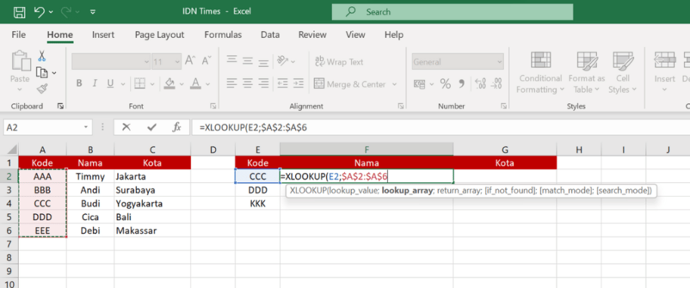 Rumus dan Fungsi XLOOKUP di Excel dan Cara Menggunakannya | IDN Times