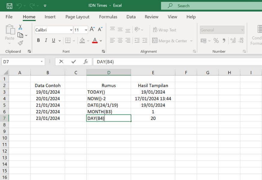 4 Cara Membuat Tanggal Otomatis di Excel Pakai Rumus | IDN Times