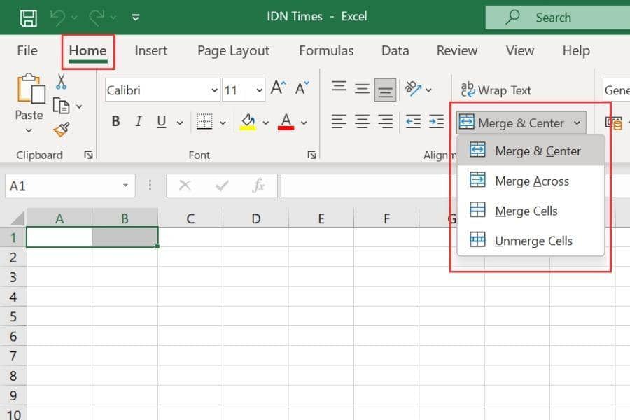 Cara Merge Cell di Excel untuk Gabungkan Sel Jadi Satu | IDN Times