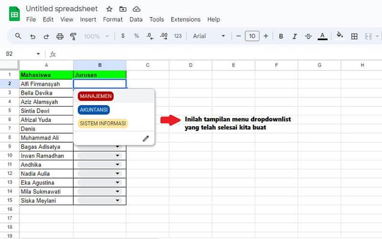 Cara Membuat Menu Dropdown List di Google Sheet untuk Pemula | IDN Times Jogja