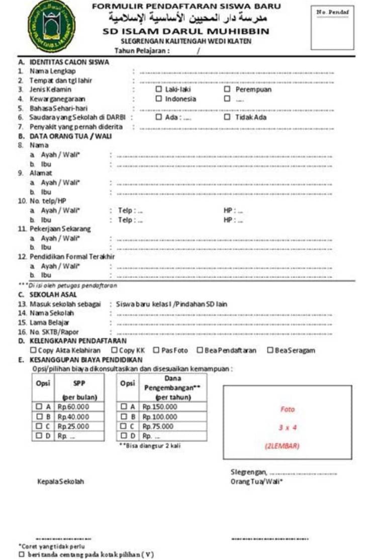 7 Contoh Formulir Pendaftaran Siswa Baru | IDN Times