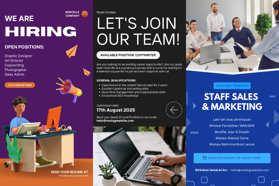 9 Template Poster Lowongan Pekerjaan Gratis, Simpel! | IDN Times
