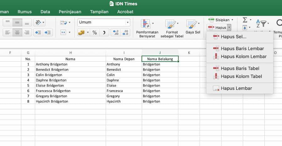 2 Cara Menghapus Tabel di Excel, Bisa Beberapa atau Semuanya | IDN Times