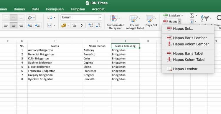 2 Cara Menghapus Tabel di Excel, Bisa Beberapa atau Semuanya | IDN Times