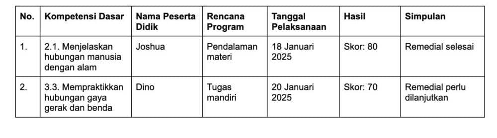 Contoh Pengisian Program Remedial dan Pengayaan SD | IDN Times