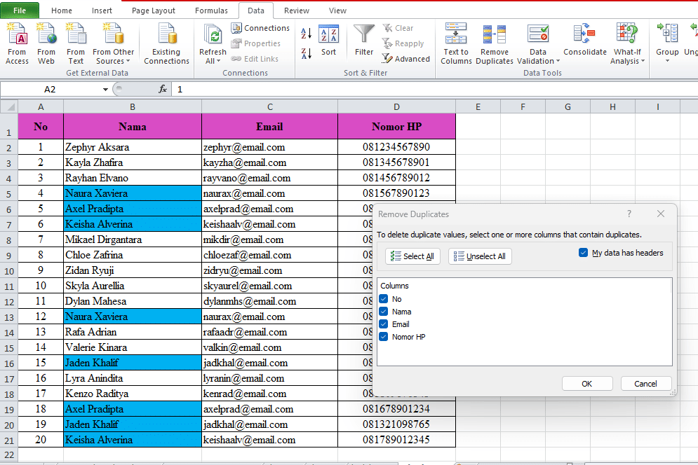 Trik Jitu Menemukan dan Menghapus Data Duplikat di Excel | IDN Times