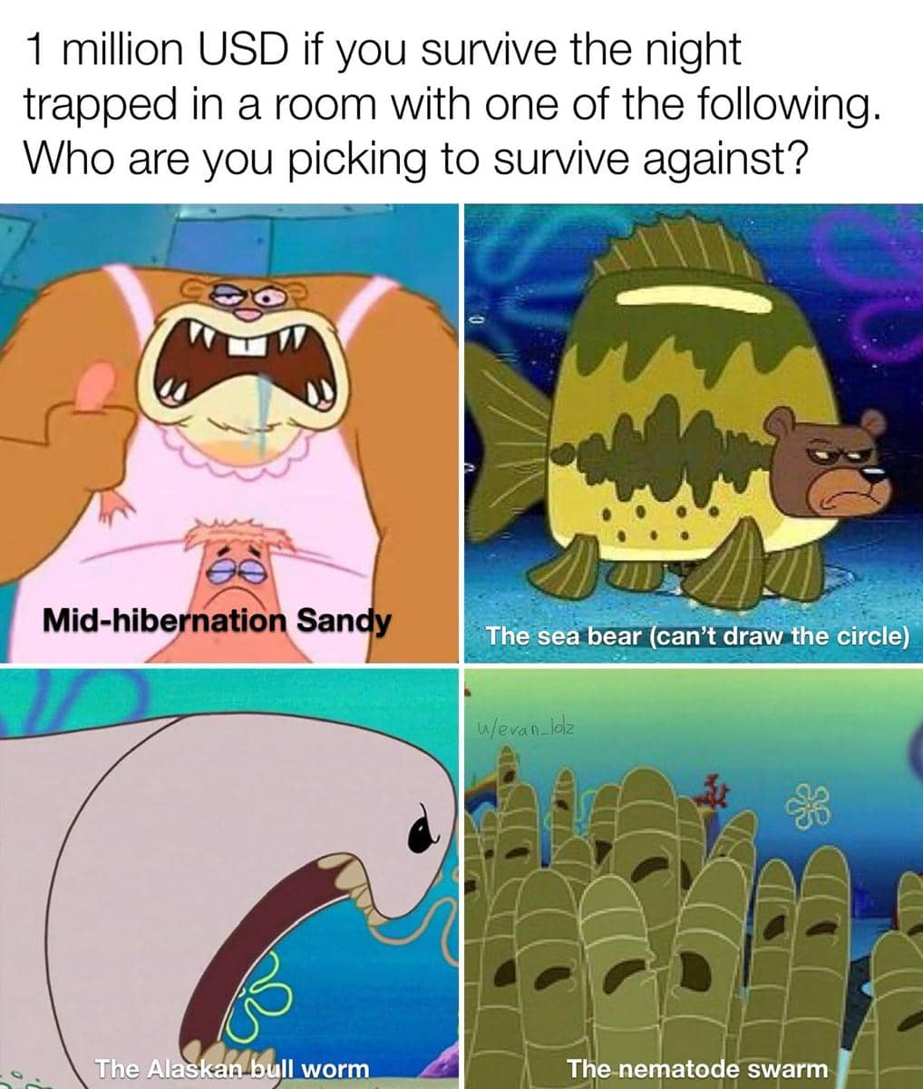 7 Meme Cacing Besar Alaska, Monster Raksasa dalam SpongeBob | IDN Times