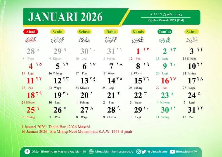 Kalender Islam 2026 Lengkap: Tanggal Hijriah, Hari Besar, dan Link ...