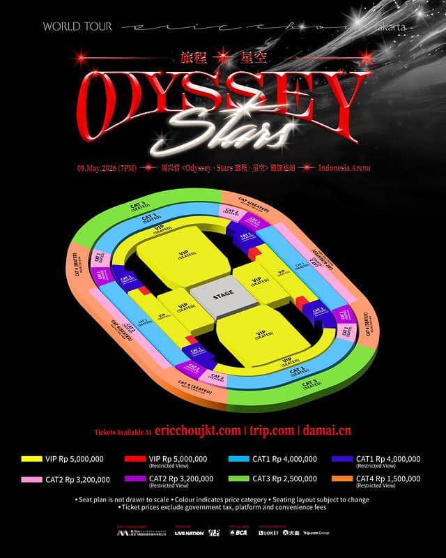 Harga Tiket Konser Eric Chou di Jakarta 2026, Paling Murah Rp1,5 Juta ...