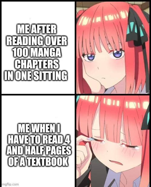 7 Meme Anime tentang Baca Buku | IDN Times