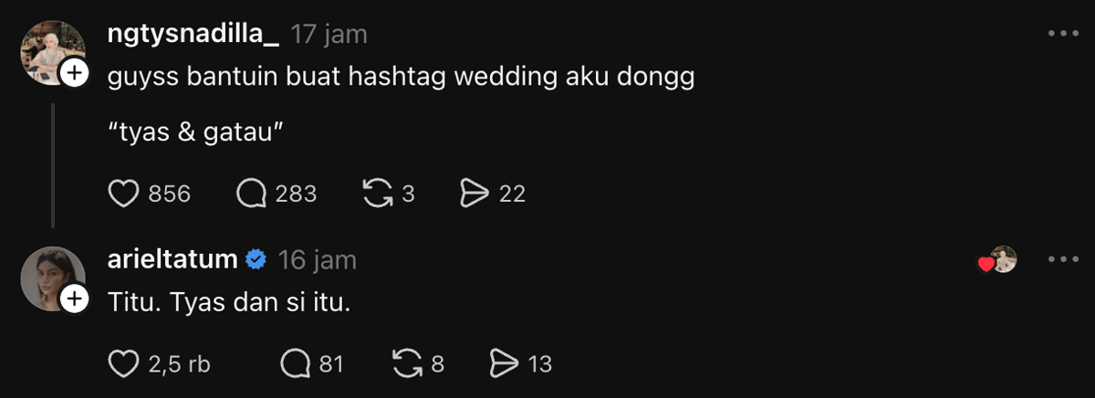 Deretan Unggahan Asbun Ariel Tatum Aktif di Threads, Viral! | IDN Times